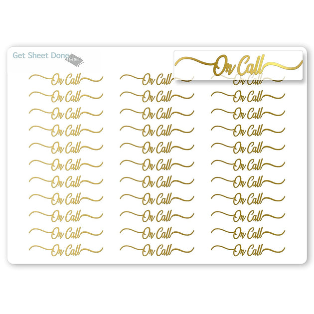 On Call Foiled Script Stickers - Bullet Journal Stickers – Get Sheet Done