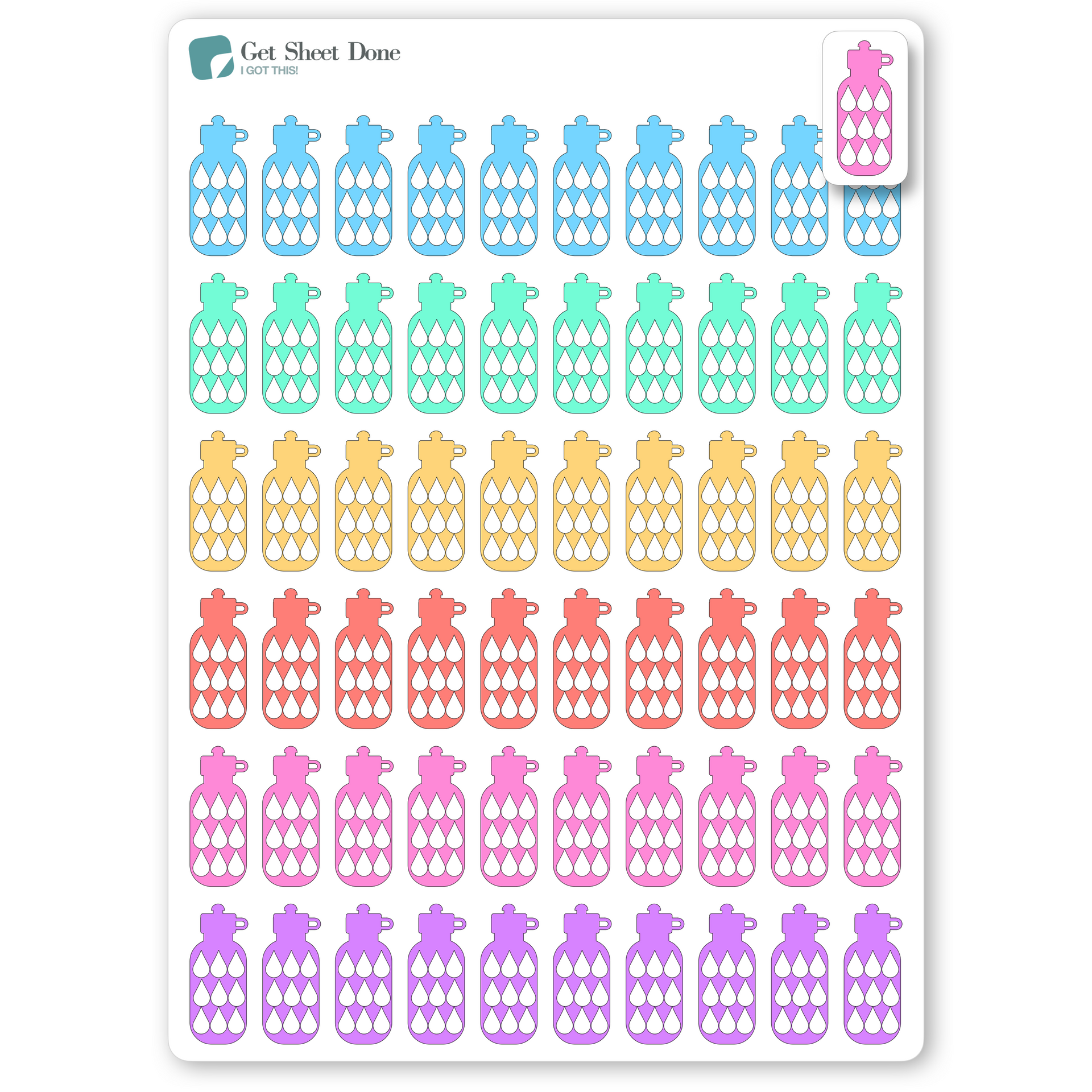Water Tracker Stickers - Habit Stickers - Health and Wellness Stickers ...