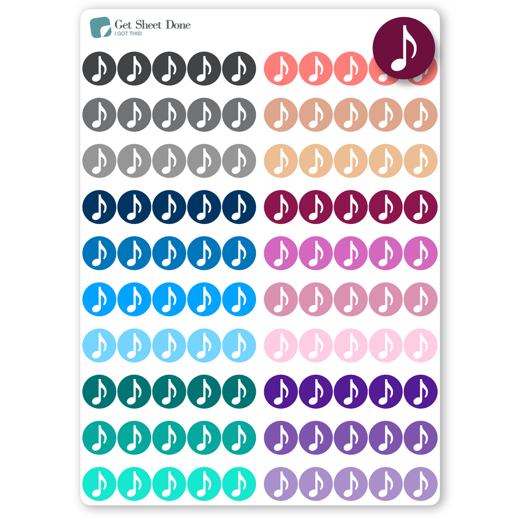 Music Icon Stickers - Musical Note Sticker - Performing Arts Stickers ...