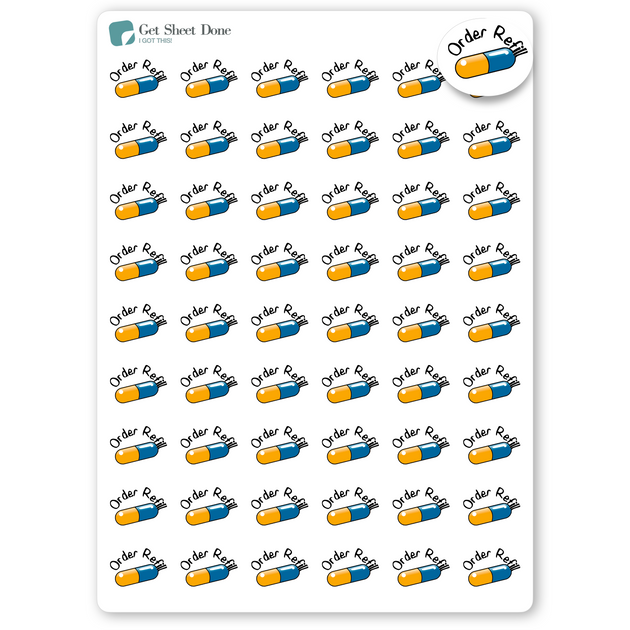 Refill Reminder Stickers - Medication Reminder - Planner Stickers – Get ...