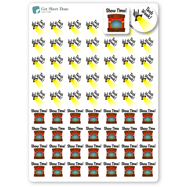 Showtime/ Tech Rehearsal Stickers - Performing Arts Stickers – Get ...