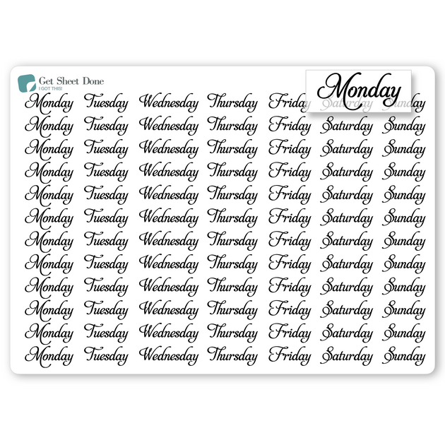 Week Calendar Stickers - Hobonichi Stickers - DIY Calendar – Get Sheet Done